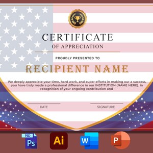 American Certificate of Appreciation Template, Certificate of ...