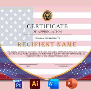 American Certificate of Appreciation Template, Certificate of ...