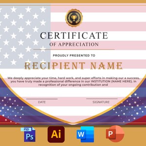 American Certificate of Appreciation Template, Certificate of ...
