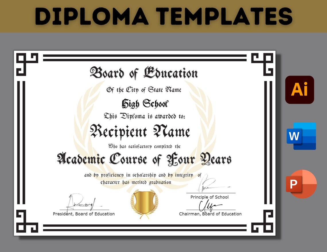 Editable Fake Diploma Diploma Template High School Diploma Fake High ...