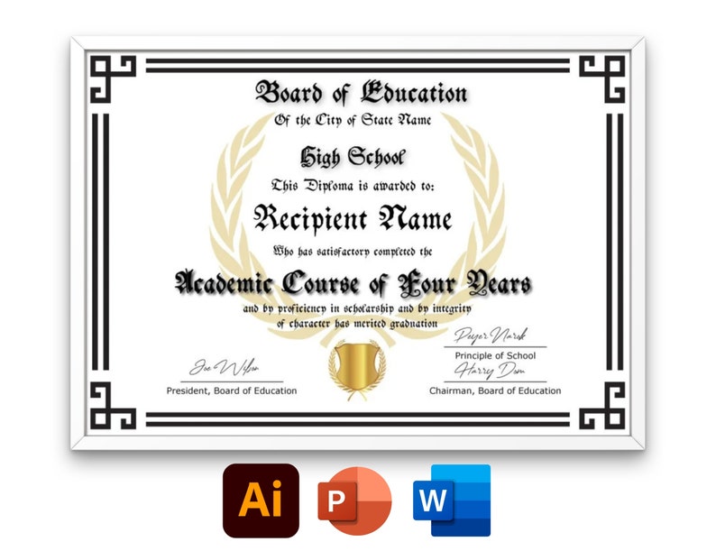 Editable Fake Diploma Diploma Template High School Diploma - Etsy