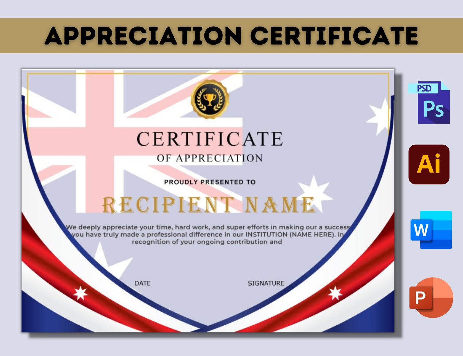 Australia Certificate of Appreciation Template, Certificate of Appointment, Certificate of ...