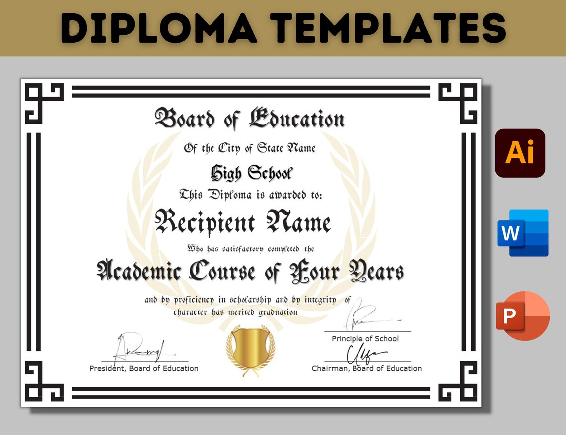 Editable Fake Diploma Diploma Template High School Diploma Fake High ...
