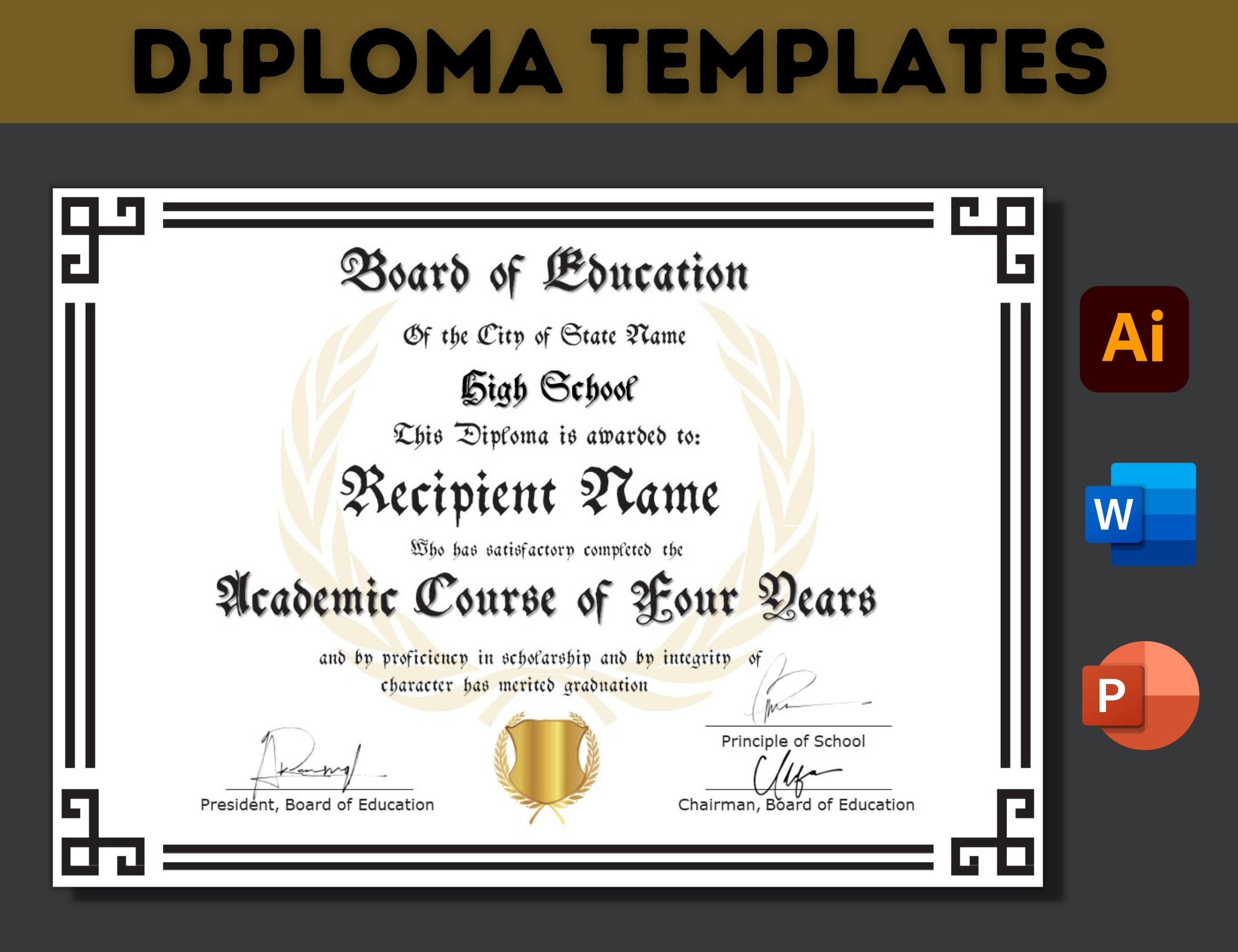 Editable Fake Diploma Diploma Template High School Diploma Fake High ...