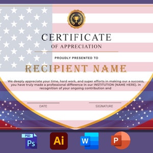 American Certificate of Appreciation Template, Certificate of ...