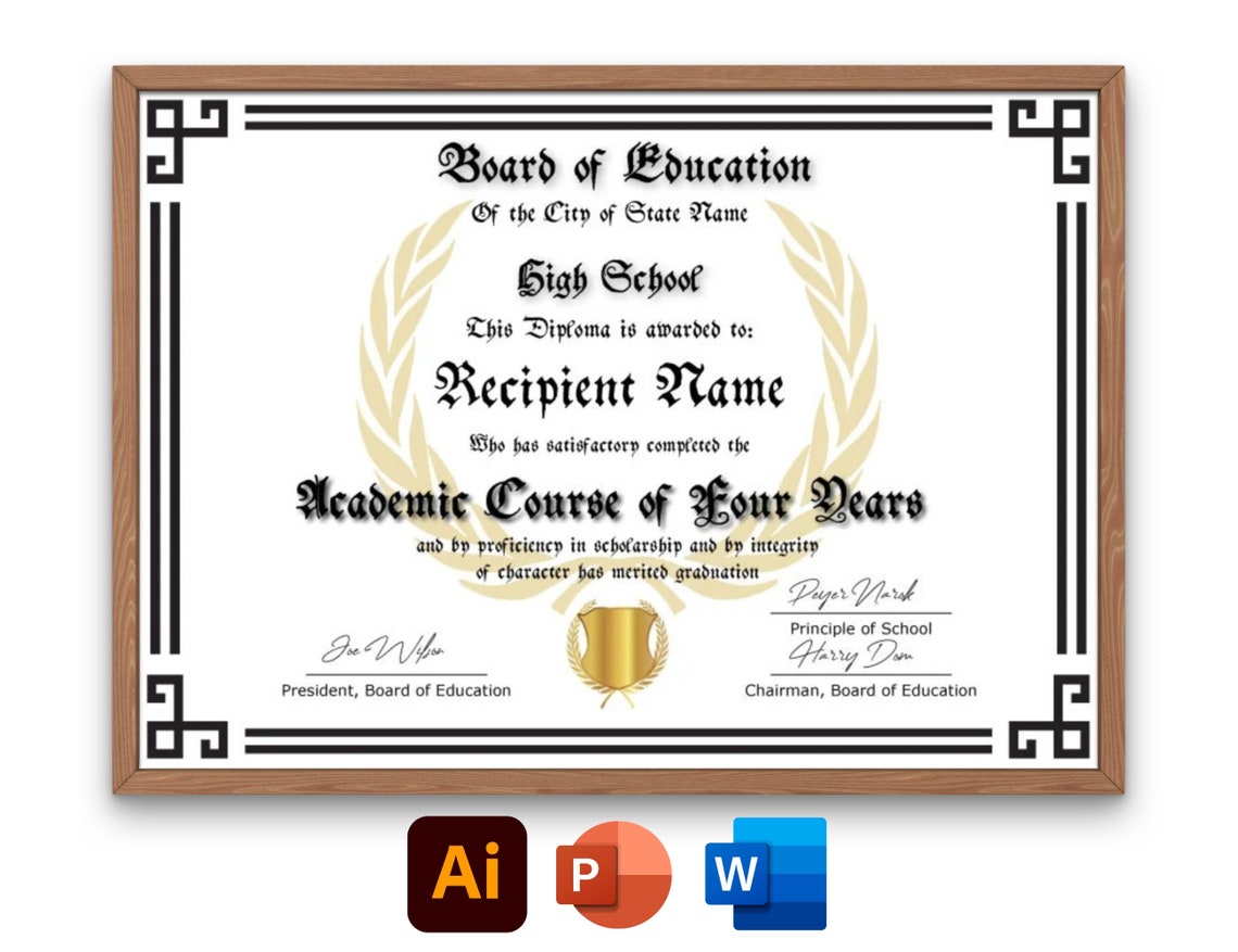 Editable Fake Diploma Diploma Template High School Diploma - Etsy Canada