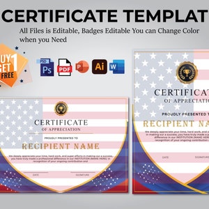 American Certificate of Appreciation Template, Certificate of ...
