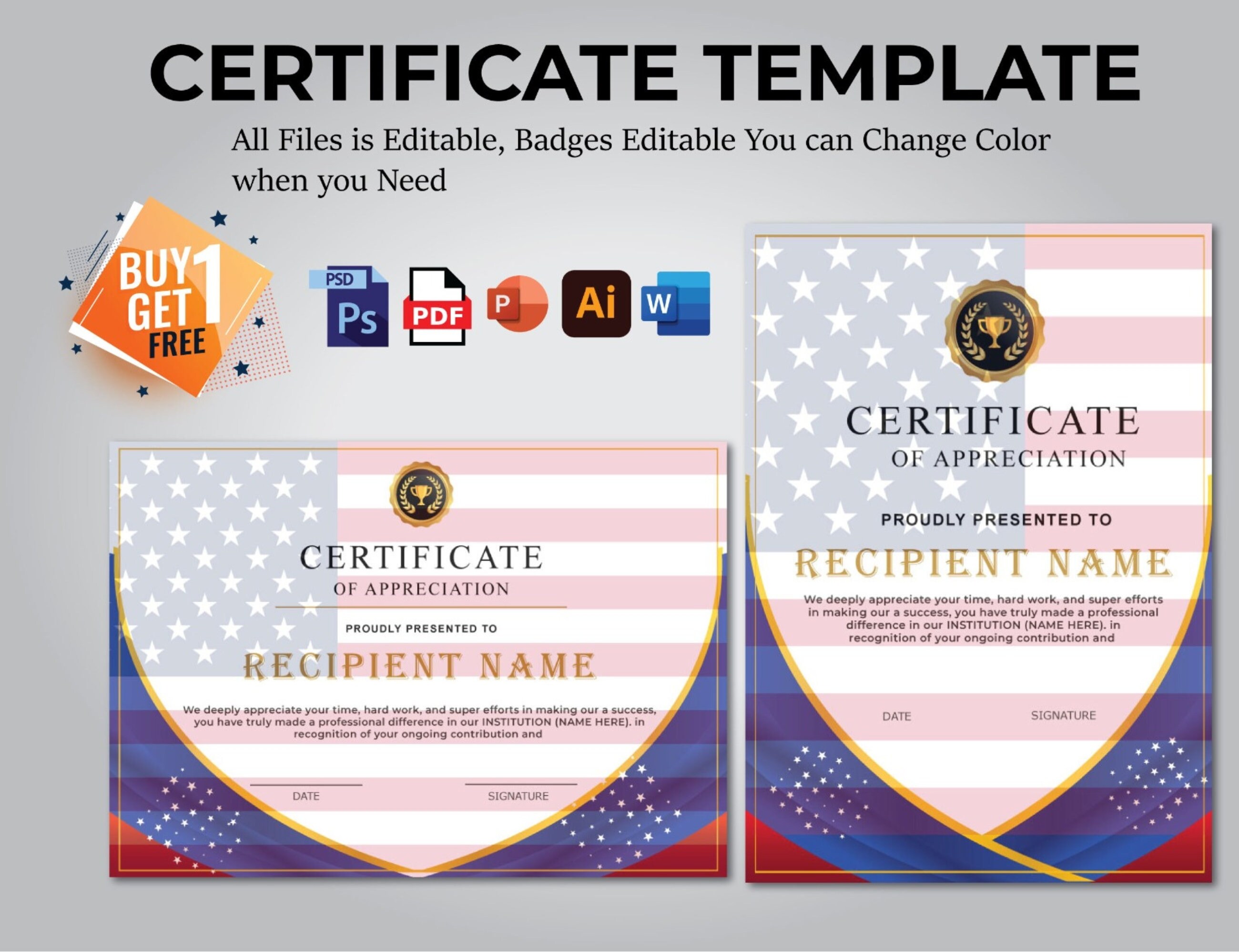 American Certificate of Appreciation Template, Certificate of ...