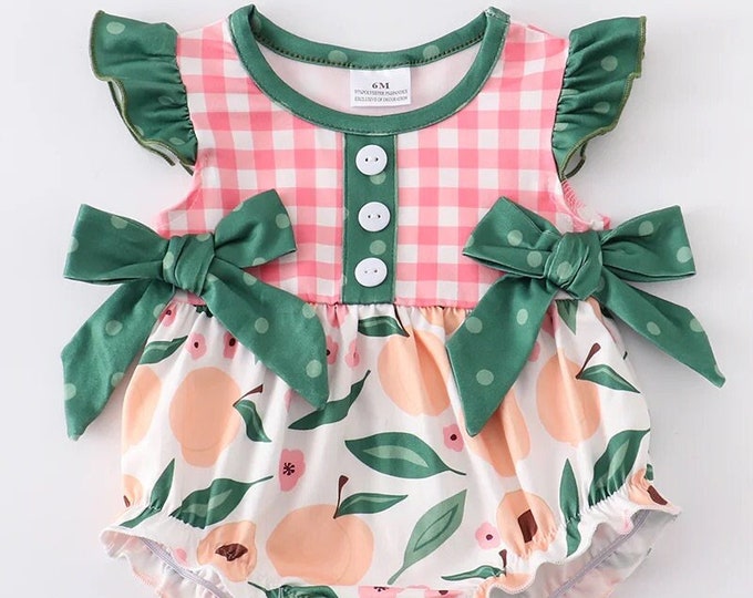 Pink Plaid Peach Ruffle Romper - Etsy