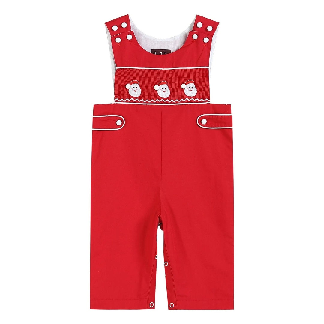 Red & White Smocked Santa Overalls - Etsy