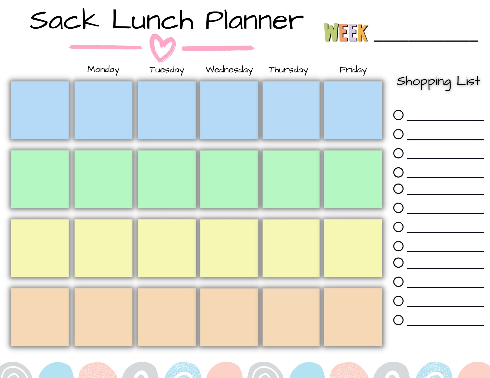 Sack Lunch Planner/printable Meal Planner - Etsy