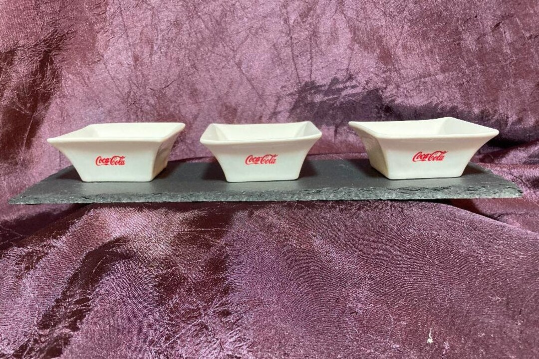 Coca Cola Collection 4 Piece Tri Server Coca Cola Dip Square Ramekins ...