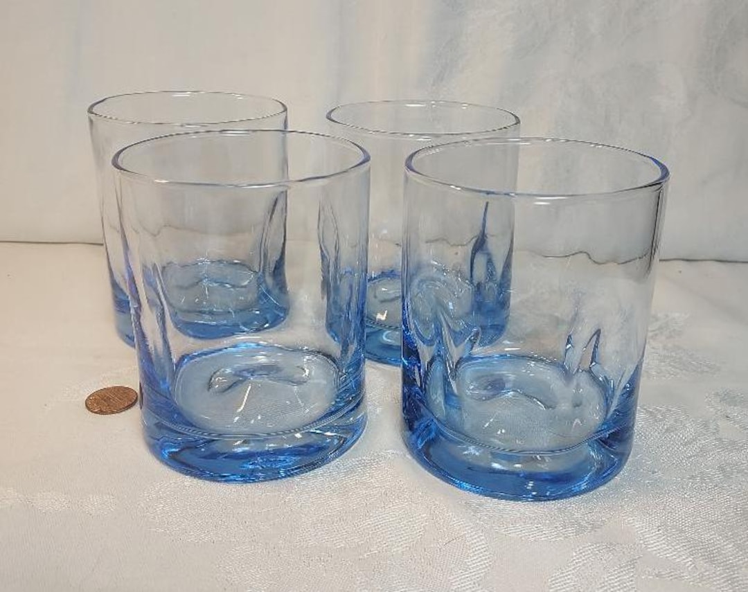 Blue Libbey Impressions Glassware Highball Rocks Water Crisa Dimples ...