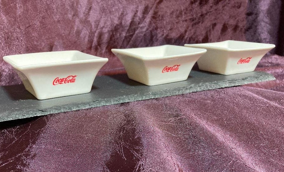 Coca Cola Collection 4 Piece Tri Server Coca Cola Dip Square Ramekins ...