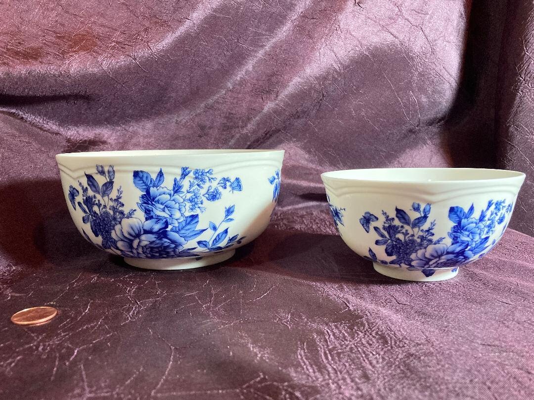 Nantucket Home Blue Bowls Set of Two 1990s Blue and White - Etsy
