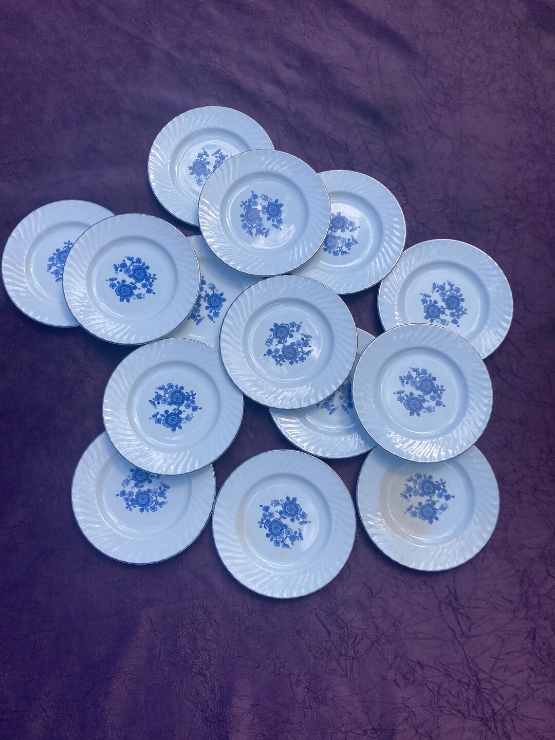 Set 11 Royal Blue Ironstone Wedgwood & Co Lyd England Bread and Butter ...