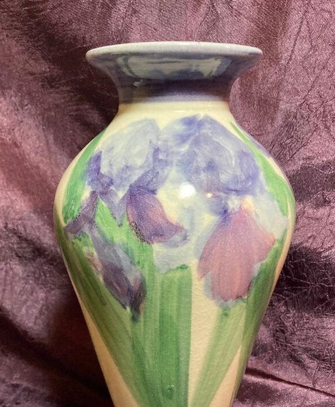 Large Signed Iris Art Pottery Vase - Etsy
