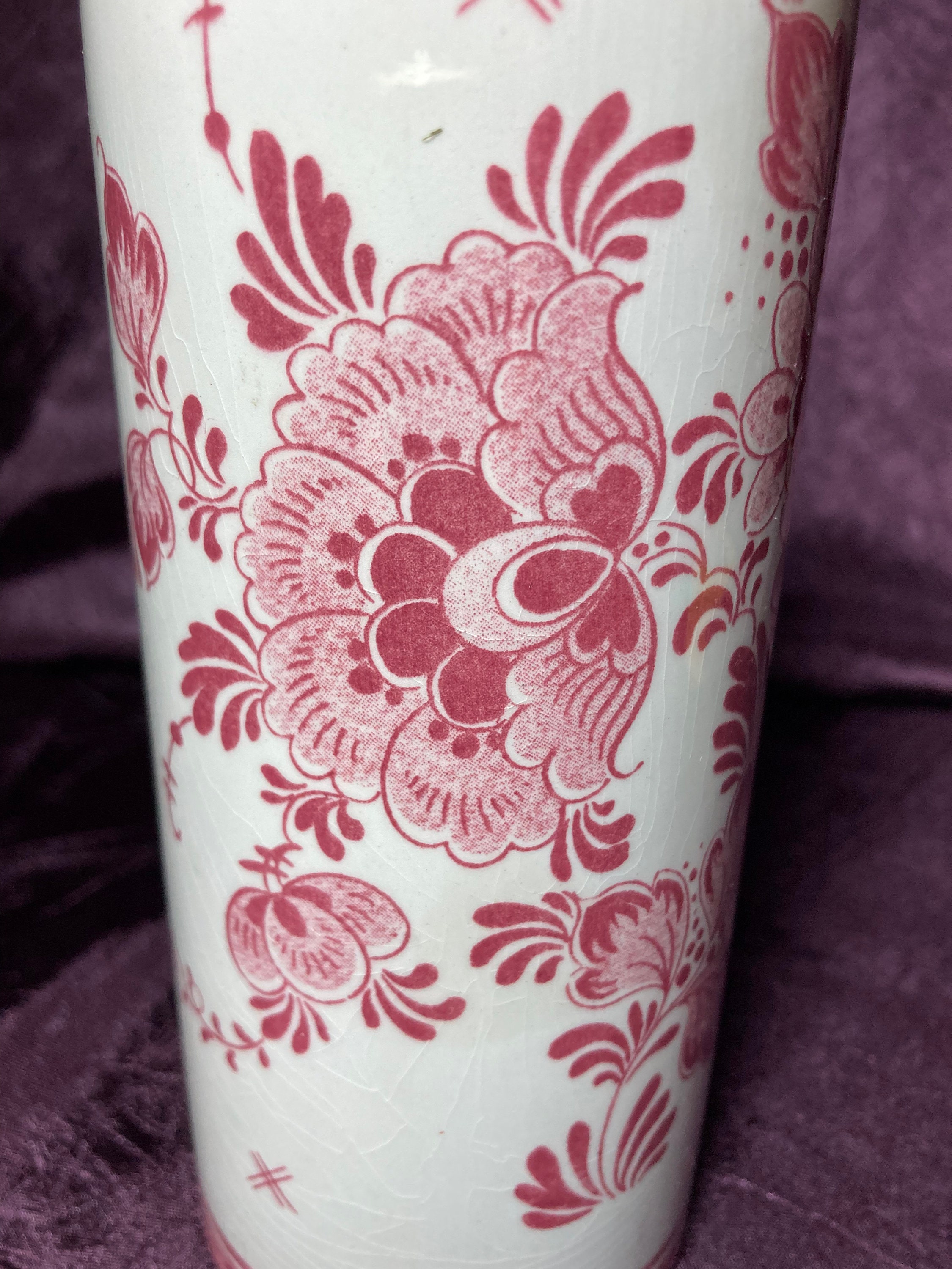 Delft Red BOLS Vintage Pink Bottle Vase Flowers Made in Holland ...