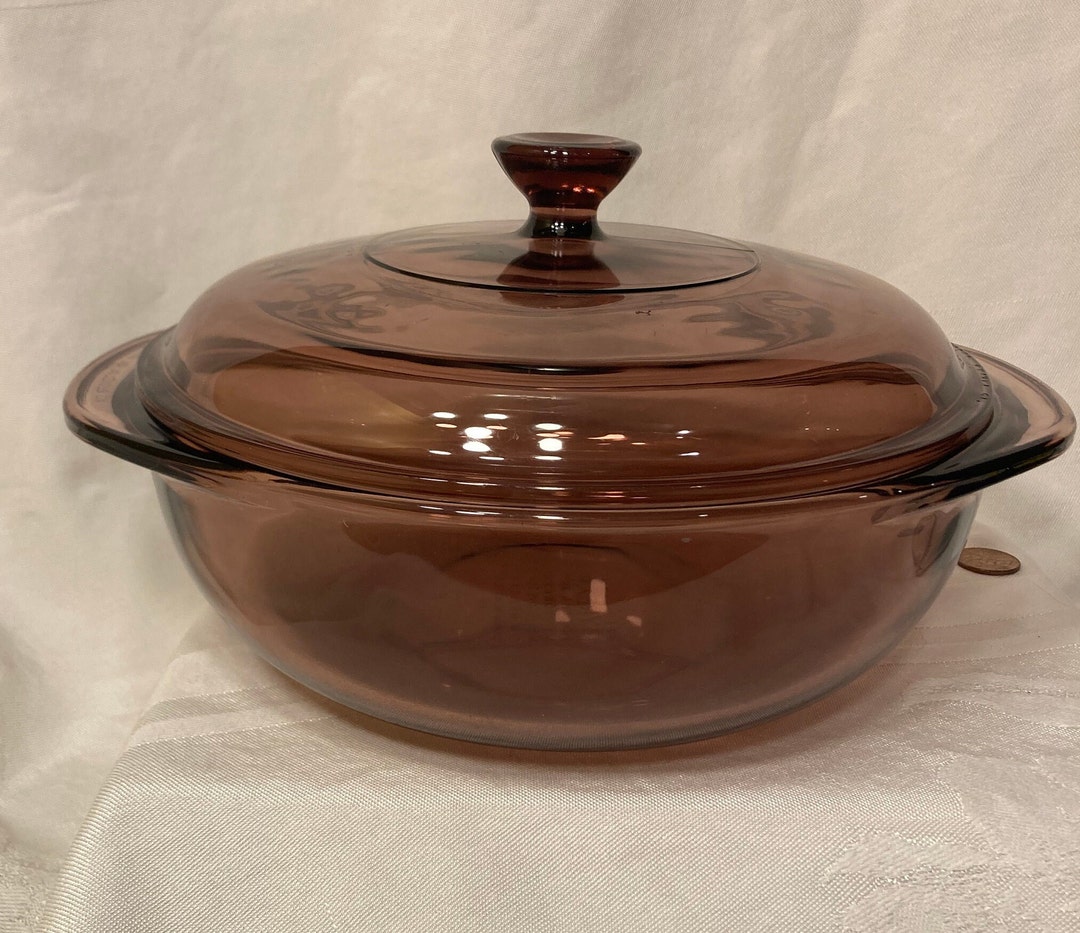 Old PYREX Cranberry Round Casserole With Lid 1.5qt - Etsy