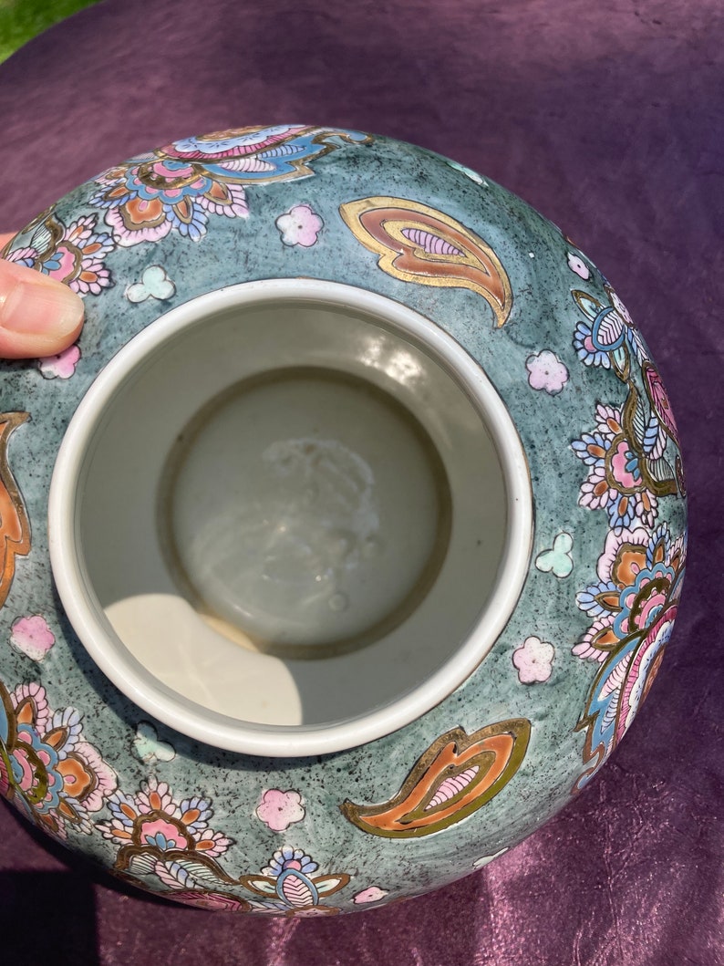Asian Paisley Aqua Teal Ginger Jar Fammile Noir - Etsy