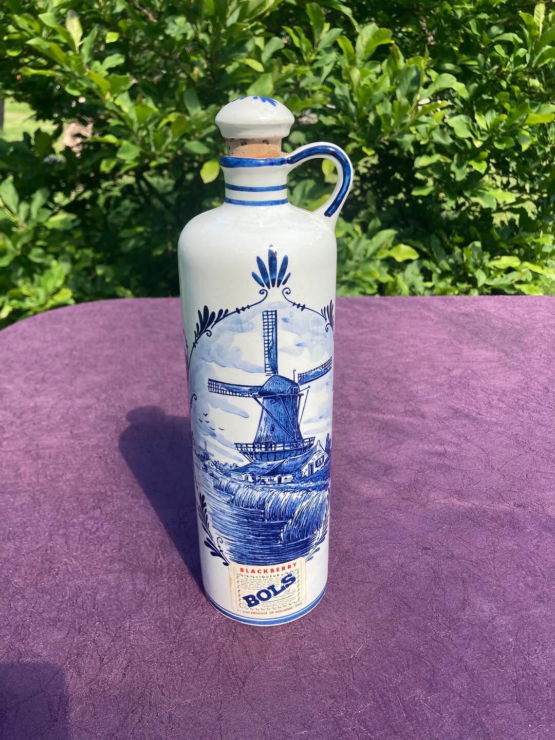 Vintage Bols Delft Ceramic Liquor Bottle: Hand-painted Windmill ...