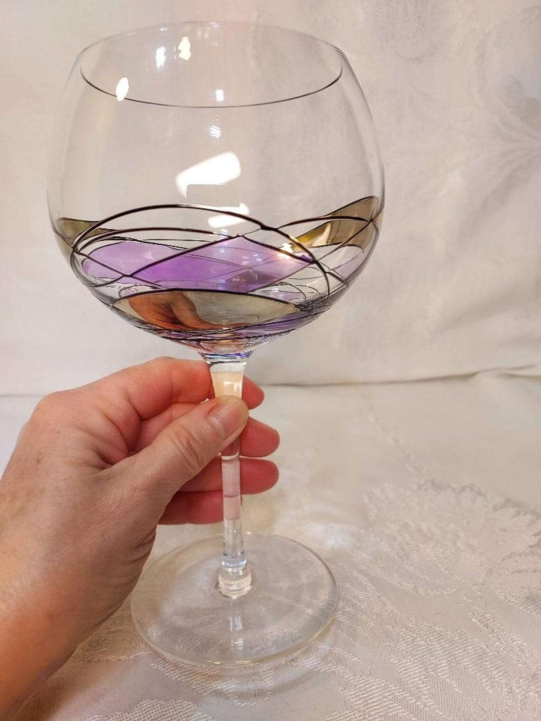 Balloon Wine Art Glass Mosaic Cabernet Artistic Swirls - Etsy
