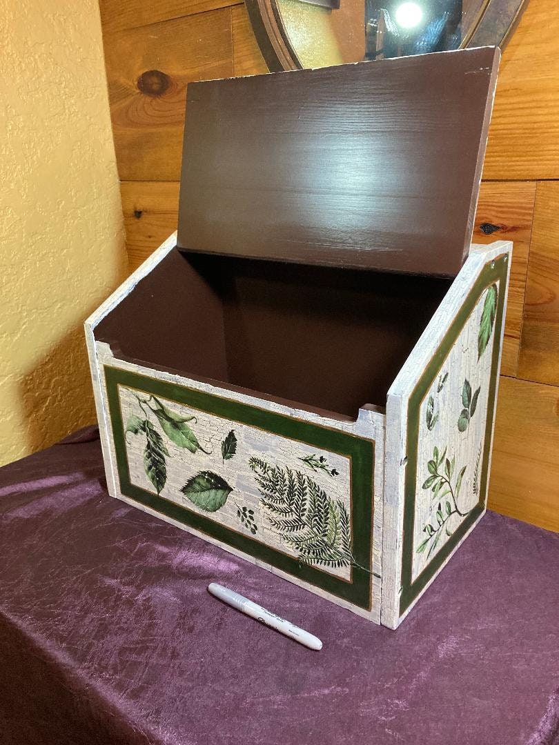 Large Hand Made Glove Box Storage Ferns Crackle Foliage - Etsy