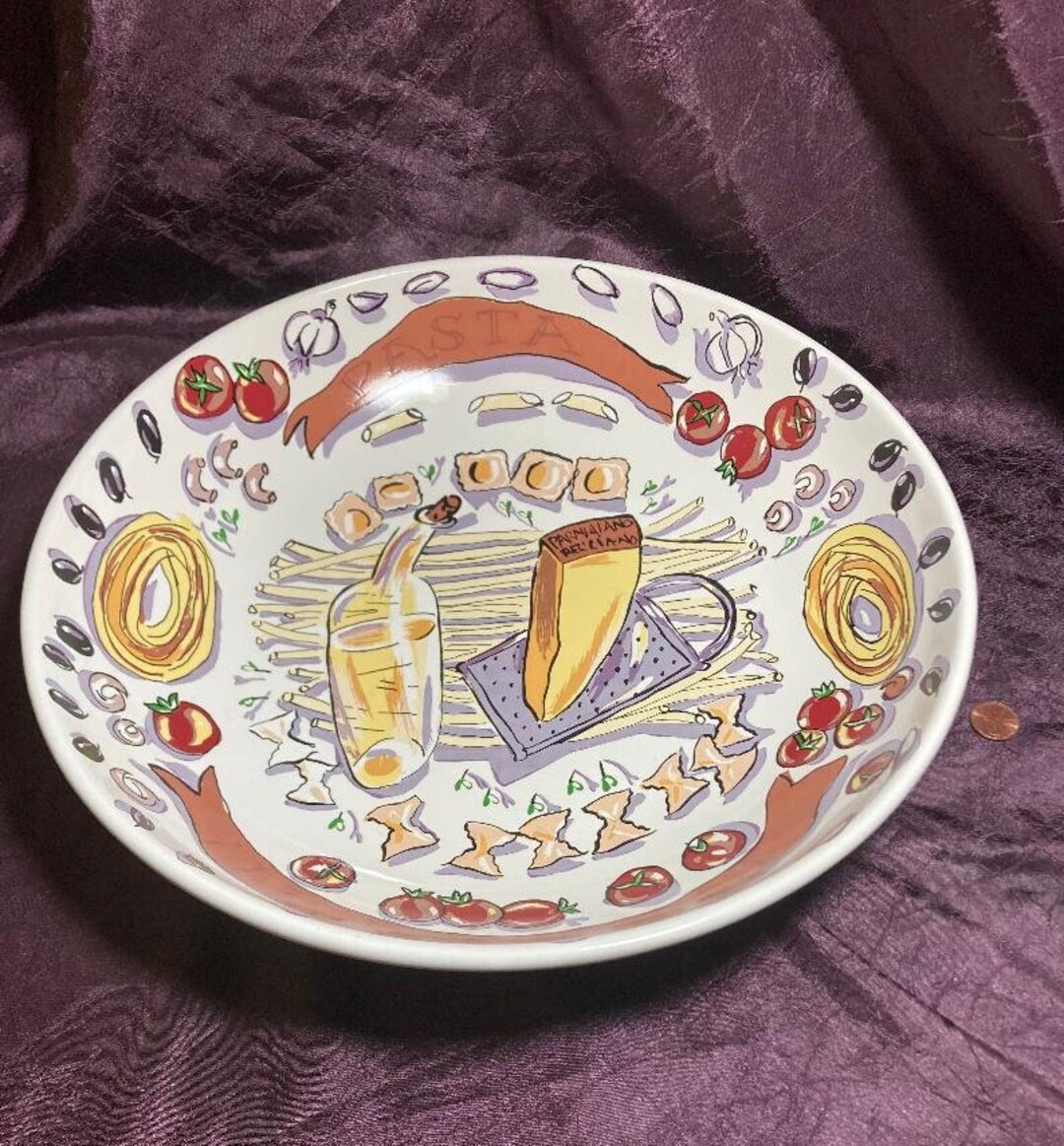 Large Handpainted Pasta Bowl 13.5 Signed by Patricia Reed 1996 Parmesan ...