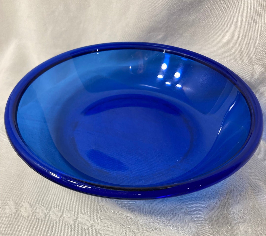 Arcoroc Blue Glass Cocoon Sering Bowl Sapphire Blue Cobalt France 9.5 ...