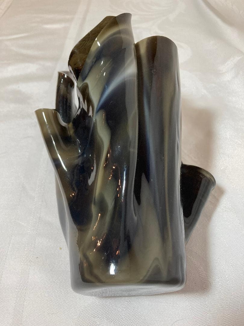 Black Slag Art Glass Vase Draped Kiln Melted - Etsy