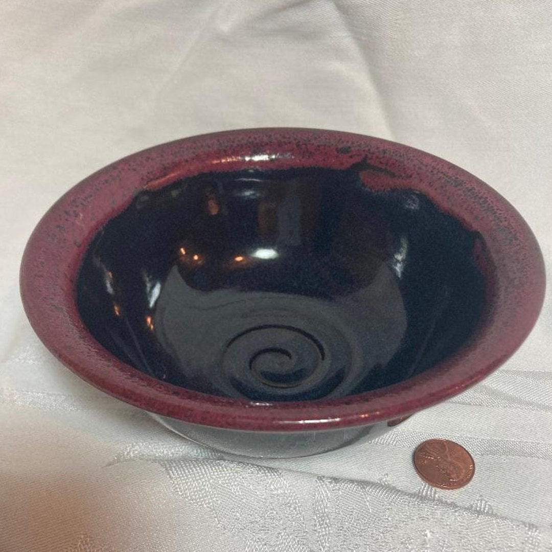Purple Magenta and Black Art Pottery Bowl Pristine Rustic Lodge ...