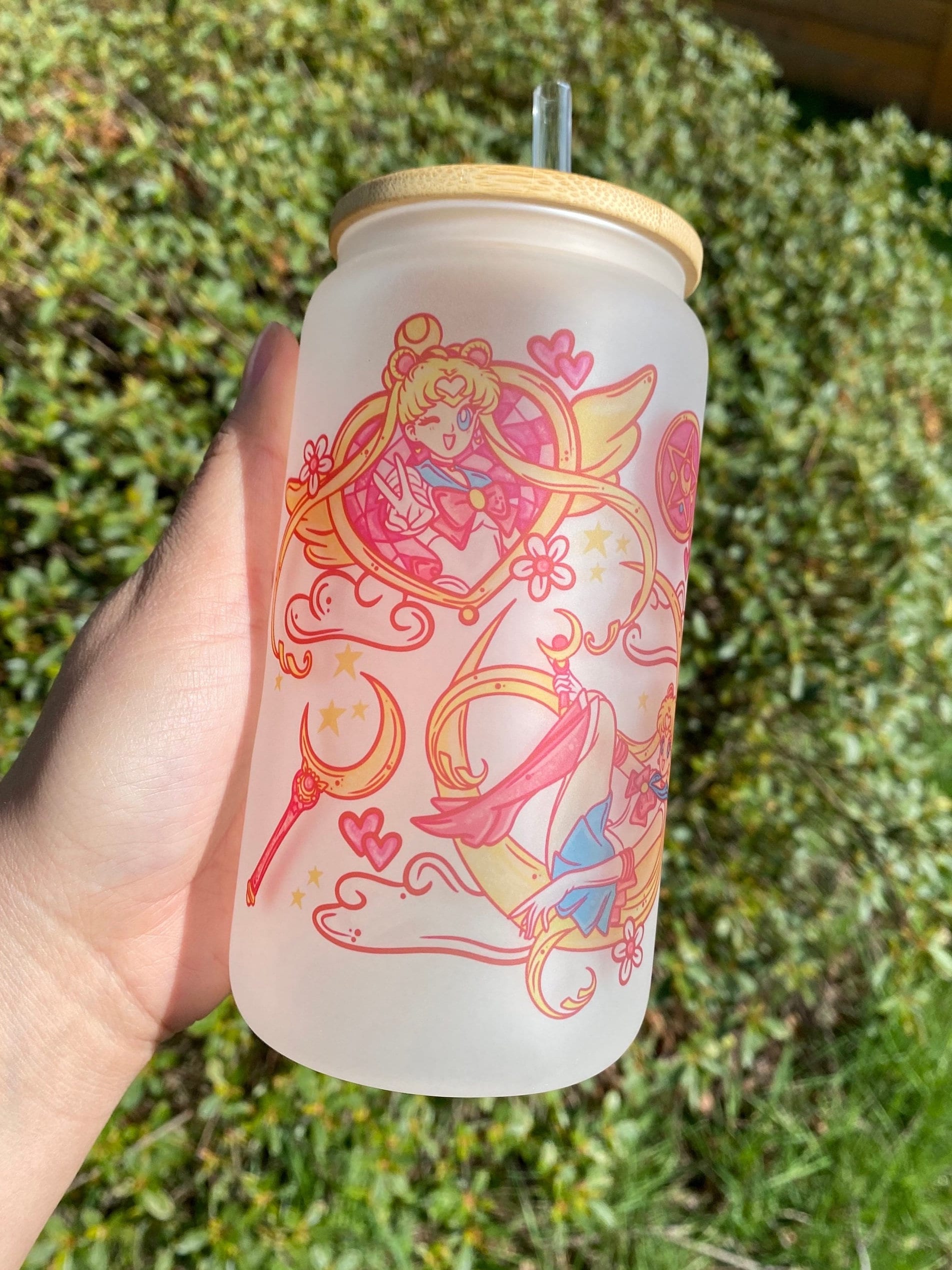 Cute Sailor Moon Glass Can 16oz | Cute Anime Girl Cup | Moon Girl ...