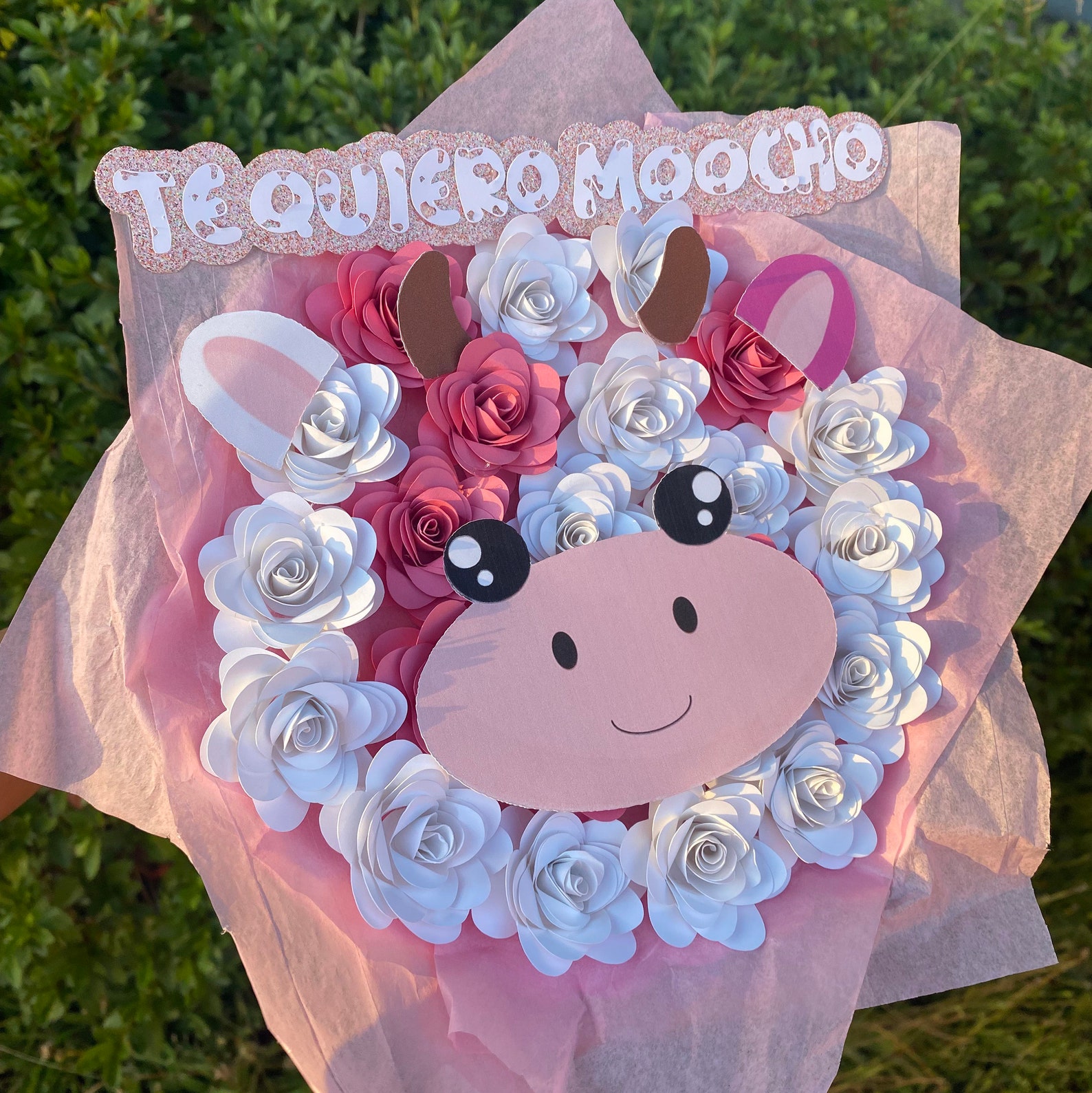 Paper Flower Boquete Cow Boquete Anniversary T Ramo Etsy