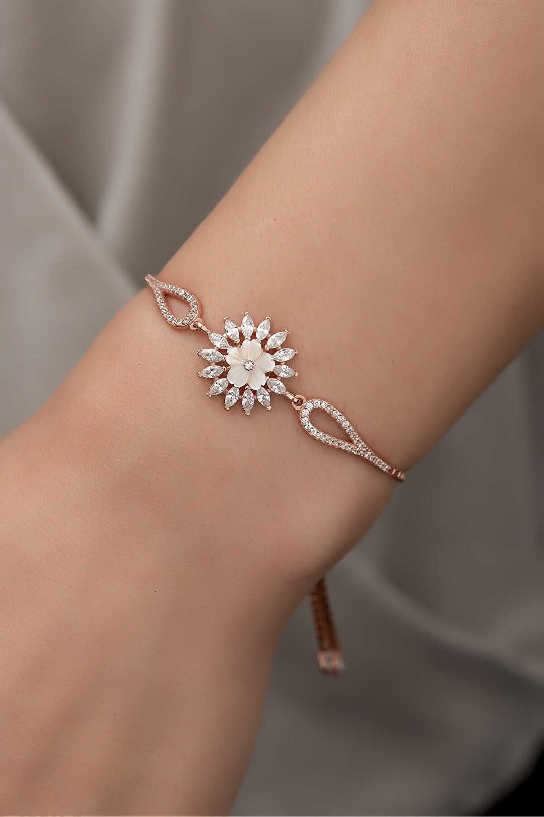 Solid Silver Magnolia Bracelet, Flower Bracelet, Silver Bracelet ...