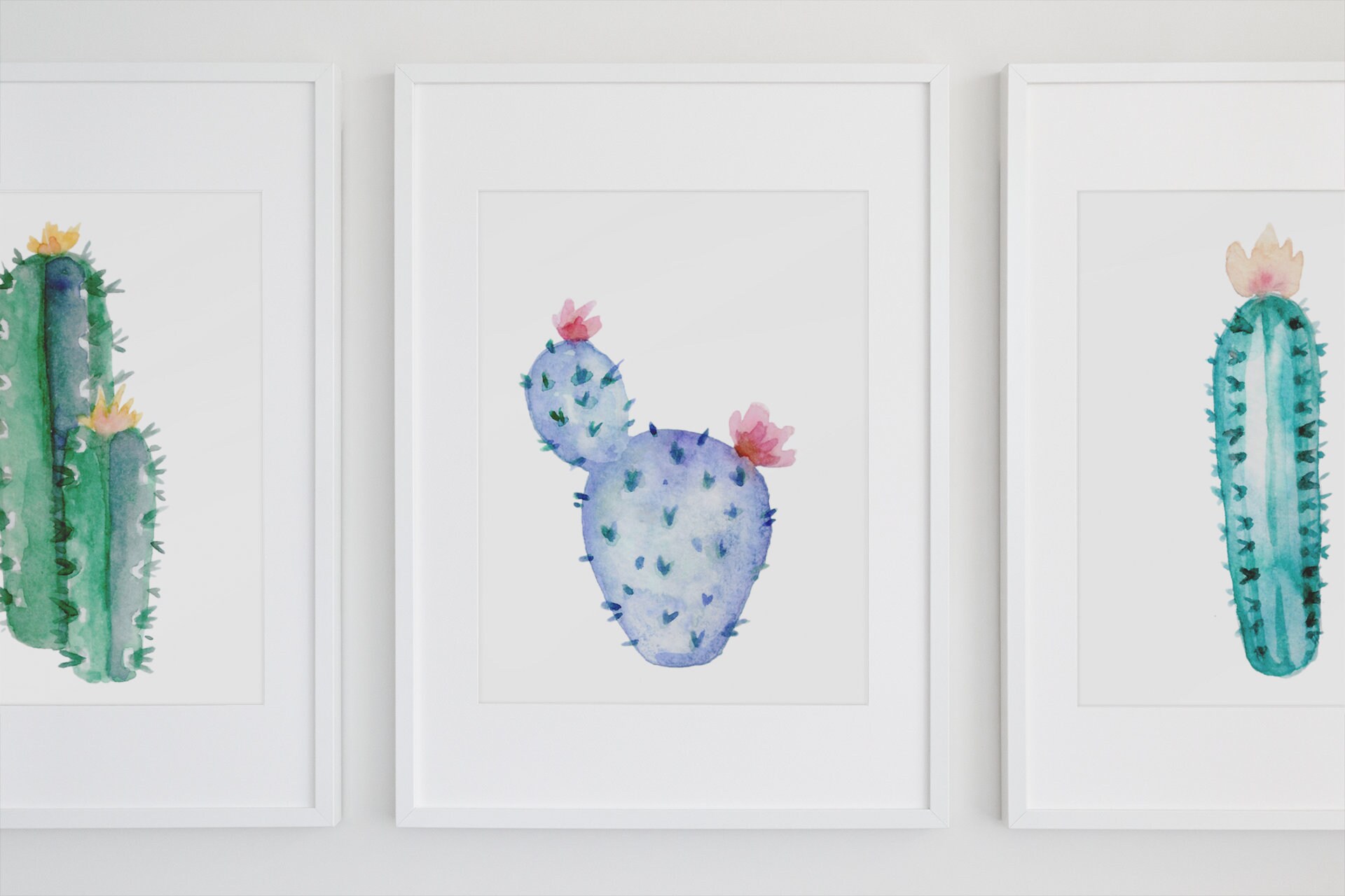 Set of 3 Watercolor Prints | Cactus Art Print | Gallery Wall Cactus ...