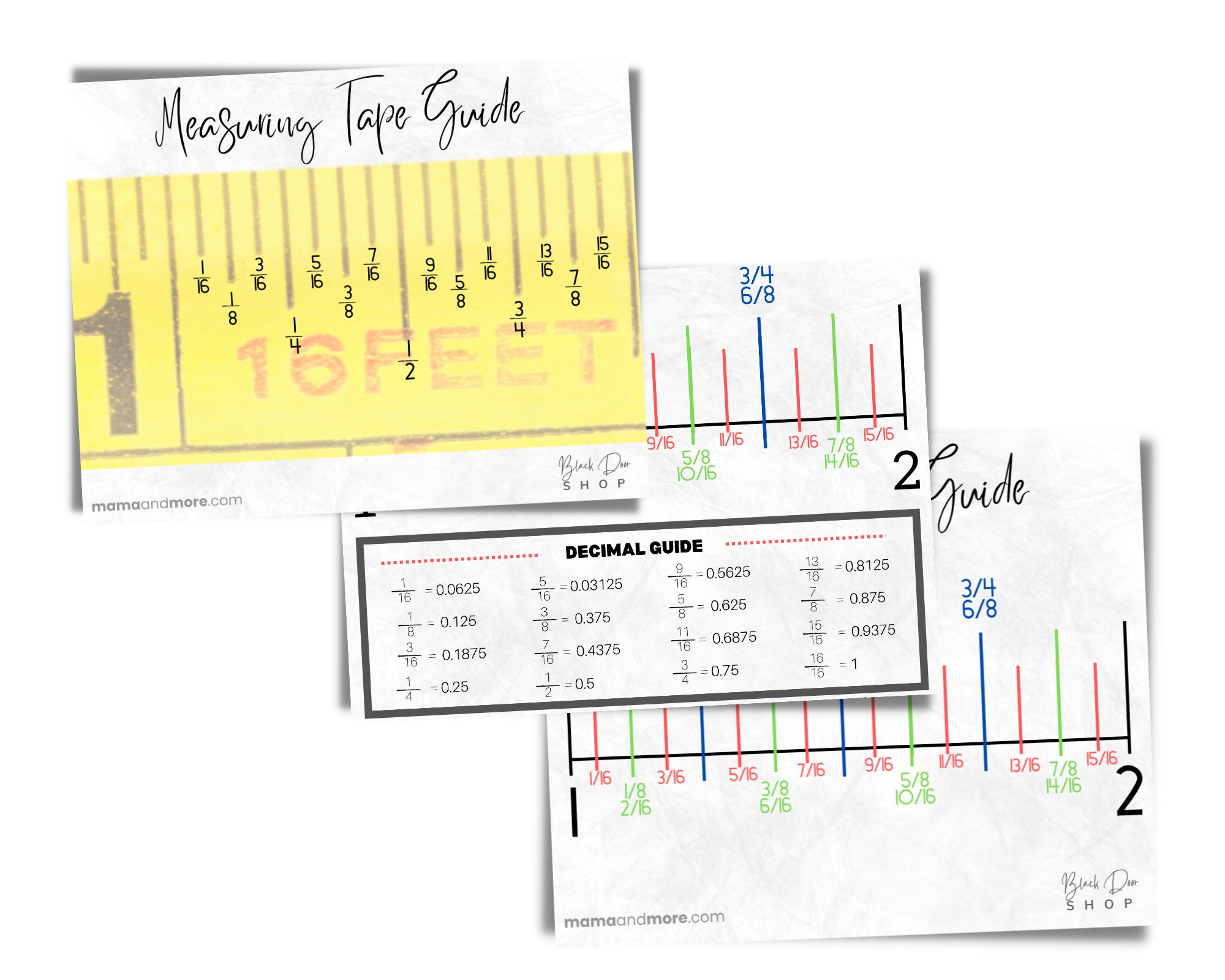 Measuring Tape Guide Set of 3 | Printable Measuring Tape Guide With ...