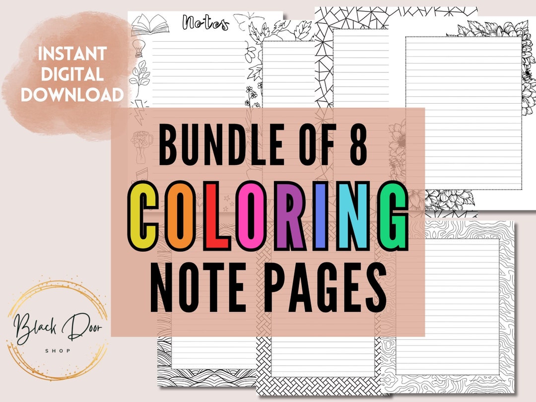 Coloring Notes, Printable Coloring Notepad, Coloring Note Pages ...