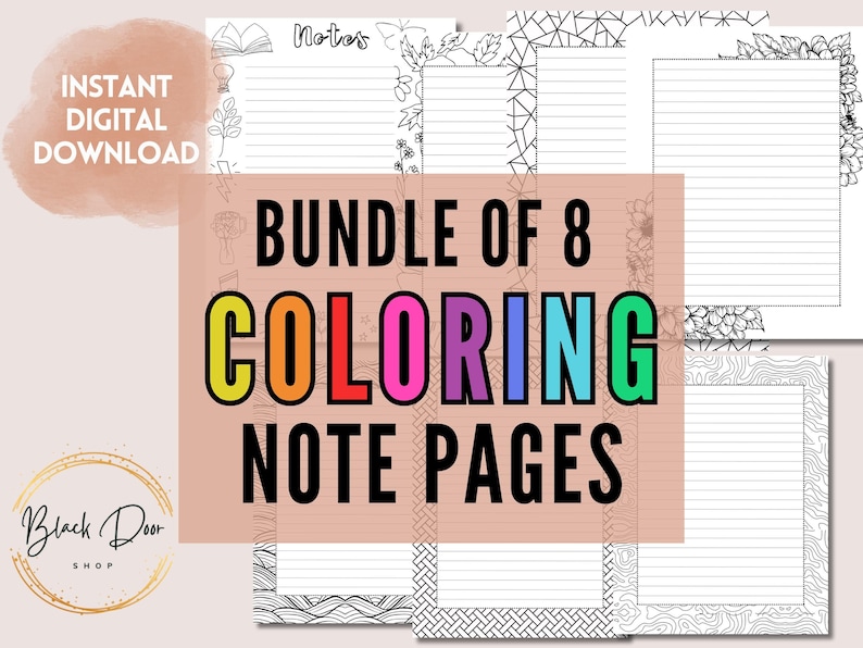 Coloring Notes, Printable Coloring Notepad, Coloring Note Pages ...