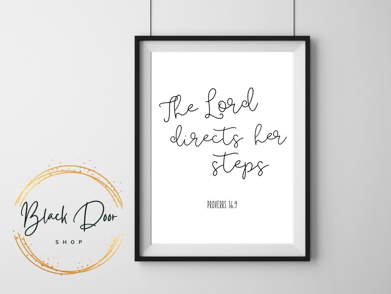 Proverbs 16:9 Bible Verse Print the Lord Directs Her Steps - Etsy