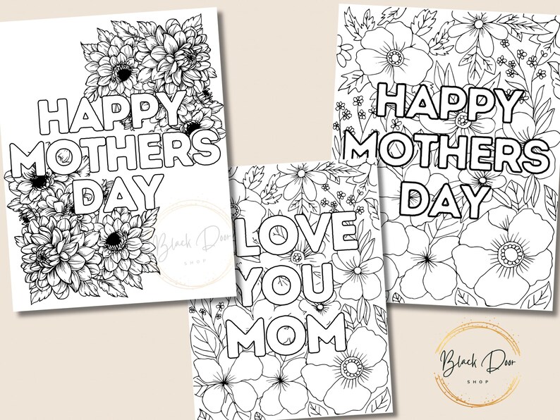 Mothers Day Coloring Page, Printable Mother's Day Coloring Page Bundle ...