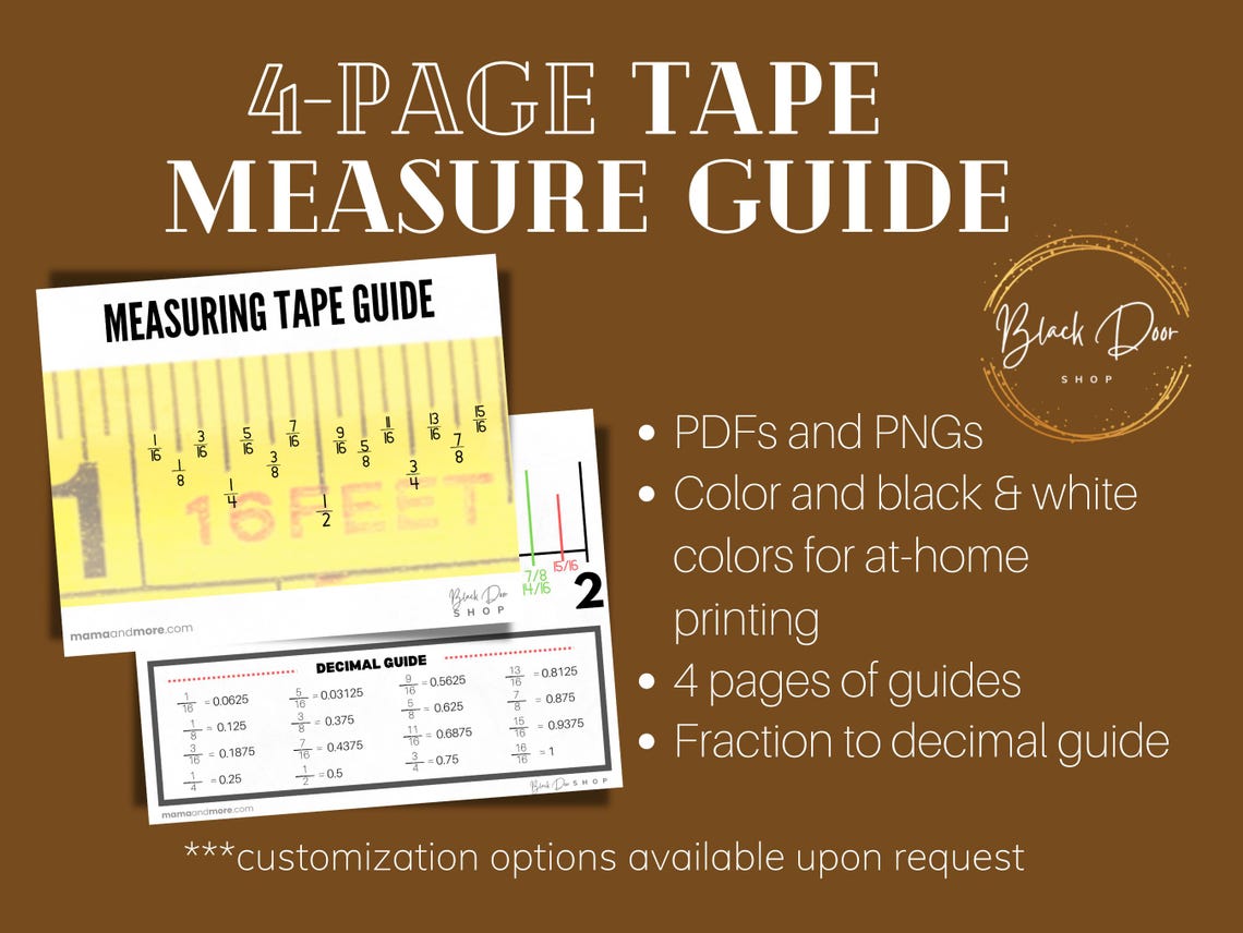 Tape Measure Guide Bundle | Printable Tape Measure Guide | Tape Measure ...