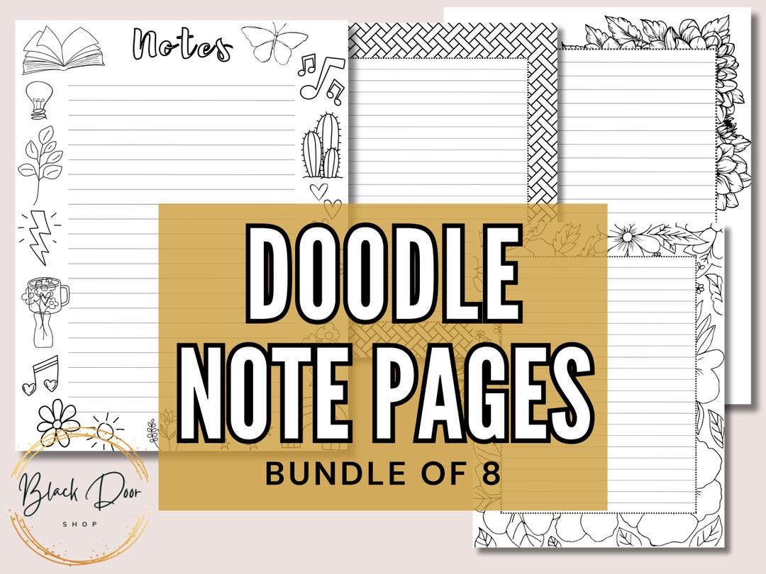 Doodle Notes, Printable Doodle Notepad, Doodle Note Pages, Coloring ...