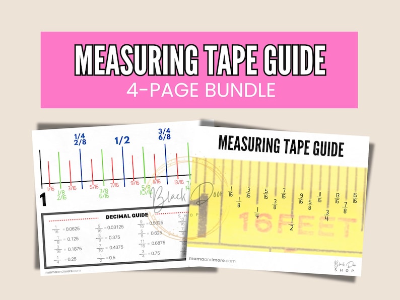 Tape Measure Guide Bundle | Printable Tape Measure Guide | Tape Measure ...