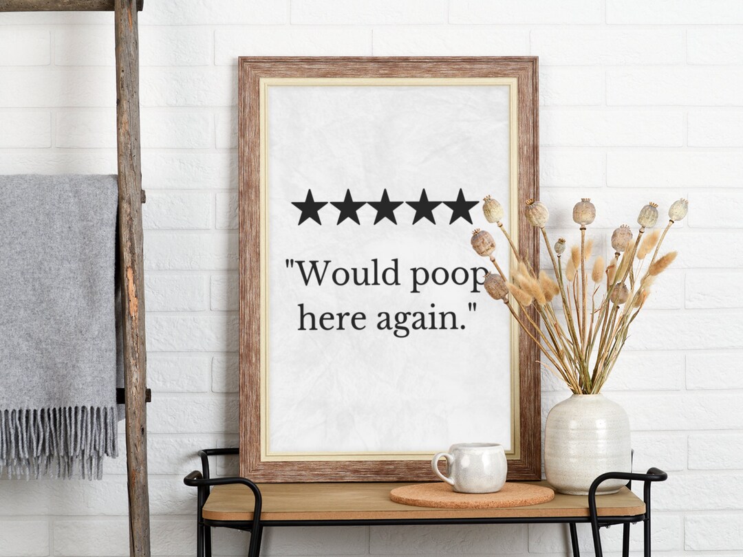 Would Poop Here Again Textured Print | Funny Wall Art | Bathroom ...