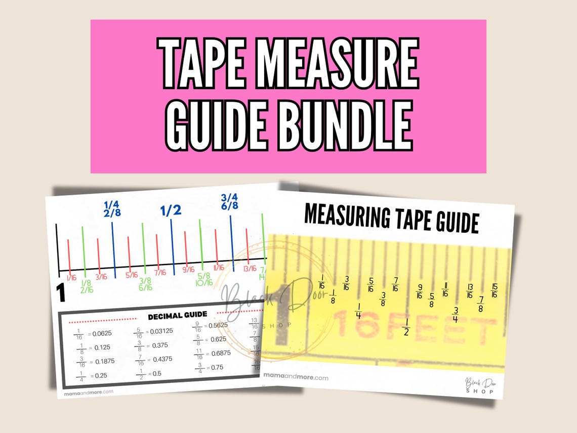 Tape Measure Guide Bundle | Printable Tape Measure Guide | Tape Measure ...