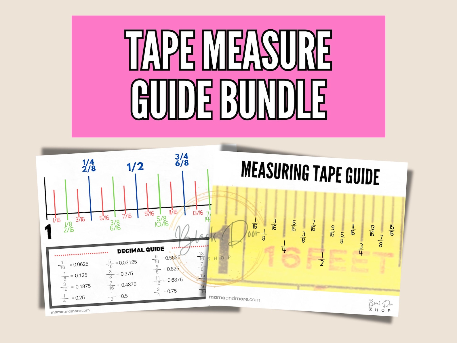 Tape Measure Guide Bundle | Printable Tape Measure Guide | Tape Measure ...