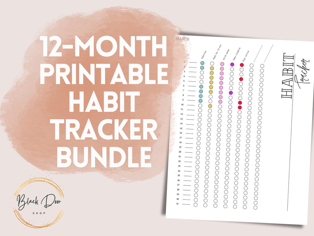 12-month Habit Tracker Bundle, Monthly Printable Habit Tracker, ADHD ...