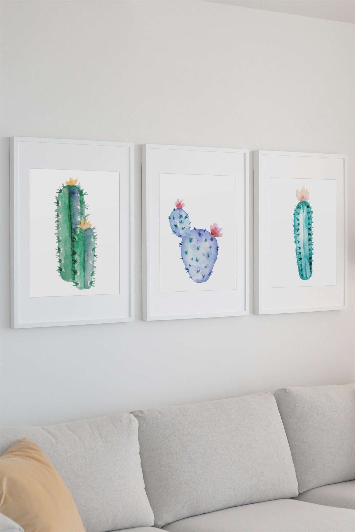 Set of 3 Watercolor Prints | Cactus Art Print | Gallery Wall Cactus ...