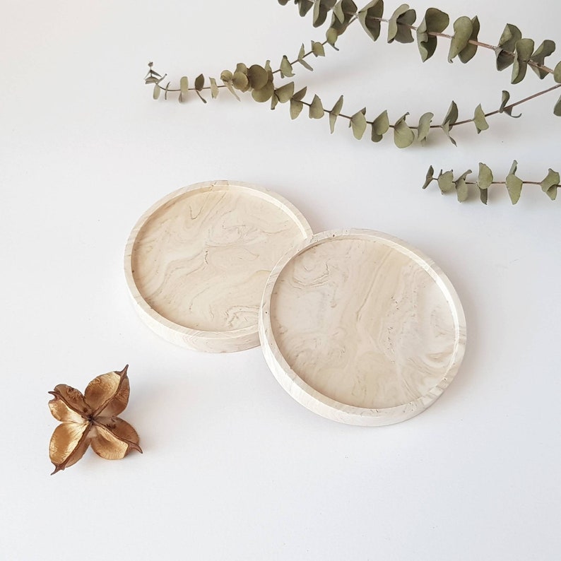 Large Round Coaster | Stone Marble Effect | Jesmonite Coaster | Drinks ...
