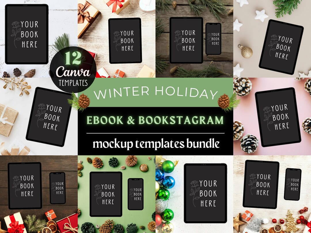12 Winter Holiday Ebook Mockup Templates, Seasonal Planner Mockups ...